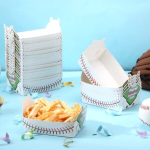 Hoolerry 2lb Sports Ball Party Decorations Paper Food Trays Disposable Food Boats Serving Trays Ball Theme Birthday Party Decorations Supplies(Baseball, 60 Pcs)