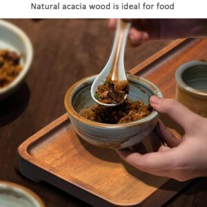 HOMKULA Acacia Wood Serving Platters and Trays - 14" x 5.5" Wooden Mini Charcuterie Boards, Small Cheese Board, Rectangle Wooden Tray for Kitchen Counter, Bathroom, Home Decor, Party, 3 Pack