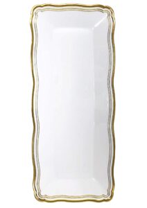 elegant aristocrat collection white/gold serving trays - 13.75” x 6” (pack of 2) - chic luxury design - ideal for any occasion & event