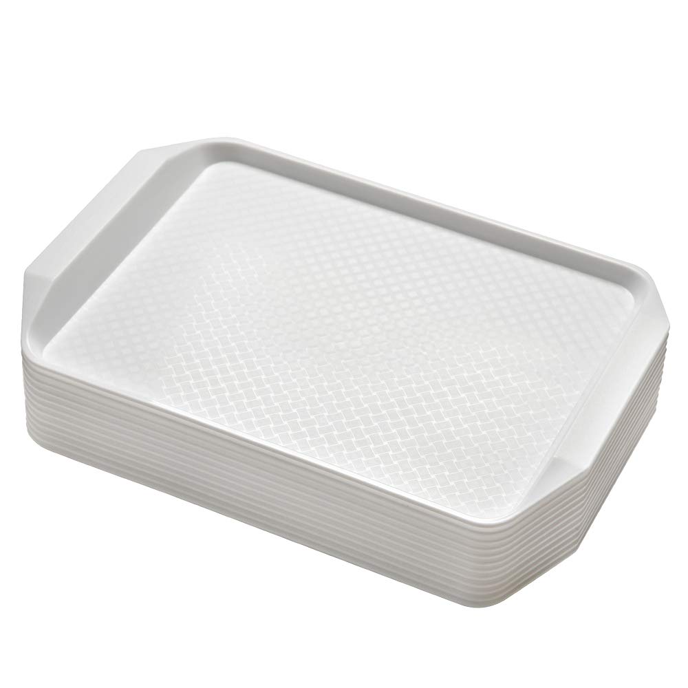 Aebeky 12-Piece White Plastic Fast Food Serving Trays,16.83 by 11.92-Inch