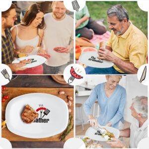 R HORSE Father Day Grill Platter Gift Daddy Barbecue Serving Tray Plate White Oval Serving Dishes Grandpa Dad Men Father Day Gift for Appetizers Desserts Charcuterie Outdoor Indoor Cooking Party