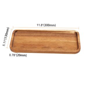 SEUNMUK 6 Pack 12 x 5 x 0.78 Inch Wooden Serving Platters, Rectangle Natural Solid Acacia Wood Serving Tray and Platter, Wooden Plates Wooden Platters for Serving Food, Cheese, Bread, Vegetable