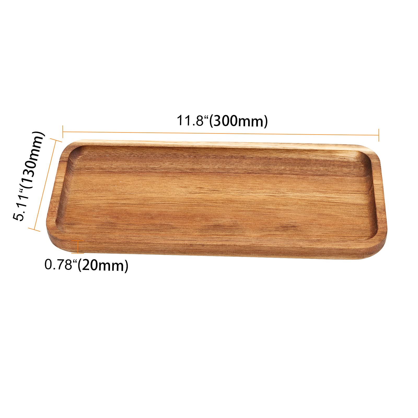 SEUNMUK 6 Pack 12 x 5 x 0.78 Inch Wooden Serving Platters, Rectangle Natural Solid Acacia Wood Serving Tray and Platter, Wooden Plates Wooden Platters for Serving Food, Cheese, Bread, Vegetable