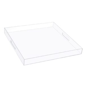 mikinee 20×20 inches clear acrylic sturdy serving tray decorative ottoman coffee table trays water proof bed tray counter top organizer