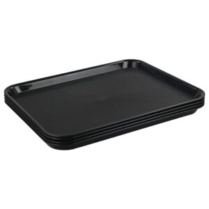 teyyvn black 4-pack plastic fast food serving tray, 17.25" x 13.35"