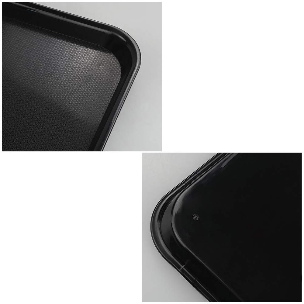 Teyyvn Black 4-Pack Plastic Fast Food Serving Tray, 17.25" x 13.35"