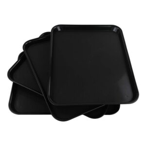 Teyyvn Black 4-Pack Plastic Fast Food Serving Tray, 17.25" x 13.35"