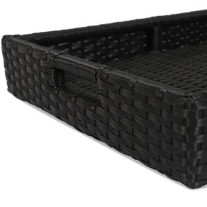 Outdoor/Indoor Hand Woven PE Rattan Large Serving Tray (Black)