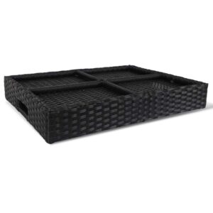 Outdoor/Indoor Hand Woven PE Rattan Large Serving Tray (Black)