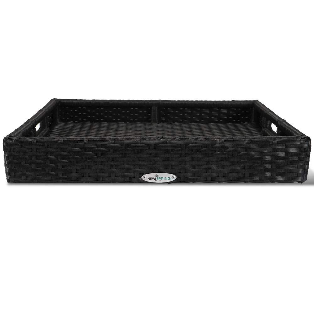 Outdoor/Indoor Hand Woven PE Rattan Large Serving Tray (Black)