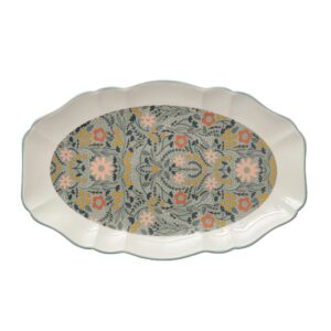 creative co-op stoneware painted florals, multicolor platter, multi