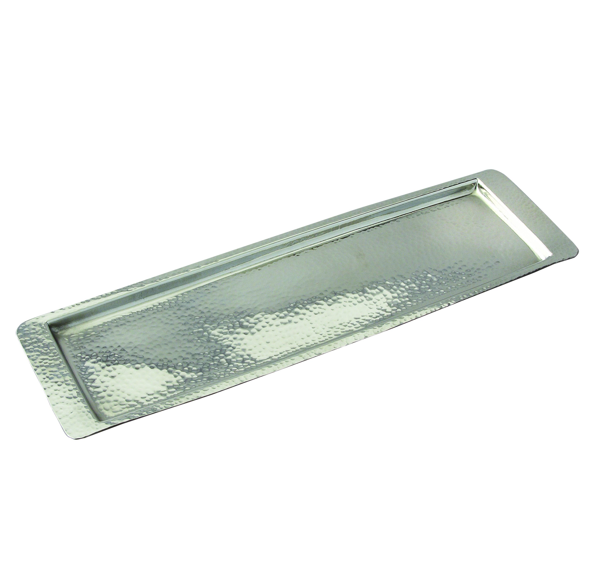 Elegance Stainless Steel Hammered Rectangular Tray, Medium 17.75 by 5.5-Inch, Silver