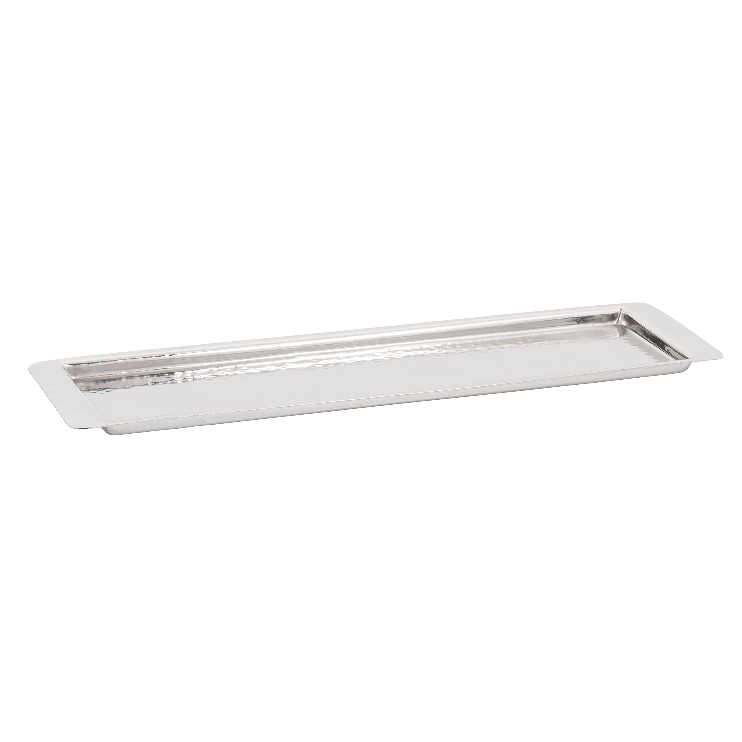 Elegance Stainless Steel Hammered Rectangular Tray, Medium 17.75 by 5.5-Inch, Silver