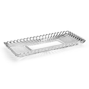 mikasa estate crystal glass rectangular serving decorative tray, 14.75 inch