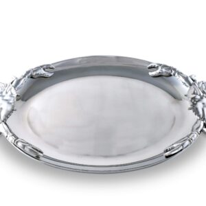 Arthur Court Designs Aluminum Crab Oval Platter Food Serving Bar Costal Theme Tarnish-Free 20 inch x 13.5 inch