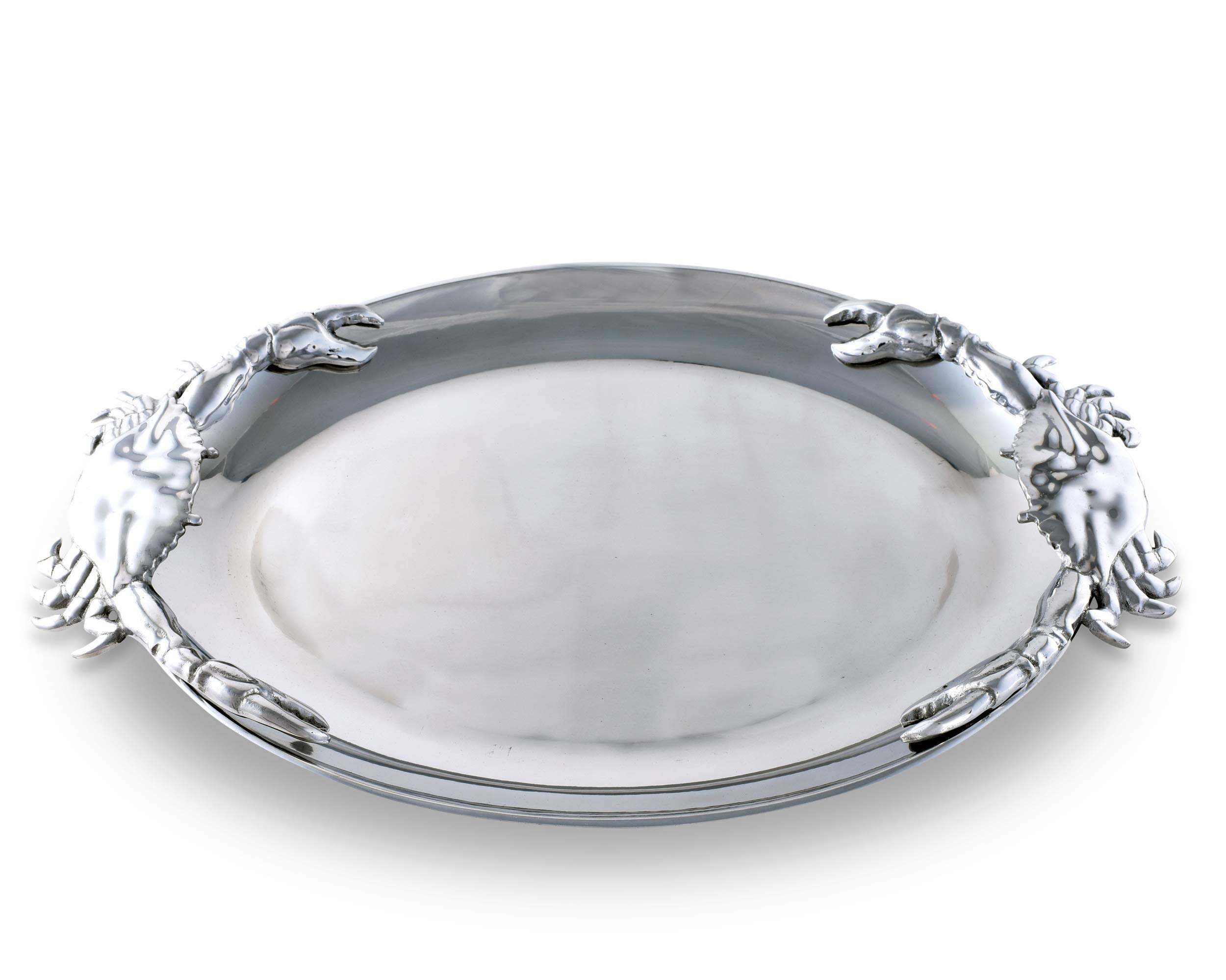 Arthur Court Designs Aluminum Crab Oval Platter Food Serving Bar Costal Theme Tarnish-Free 20 inch x 13.5 inch