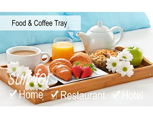 Decorative Tray Wood Rectangular Serving Trays Resin Tray with Handles Food Coffee Table Kitchen Tray for Home,Restaurant,Hotels,Motels,Lodging and Travel