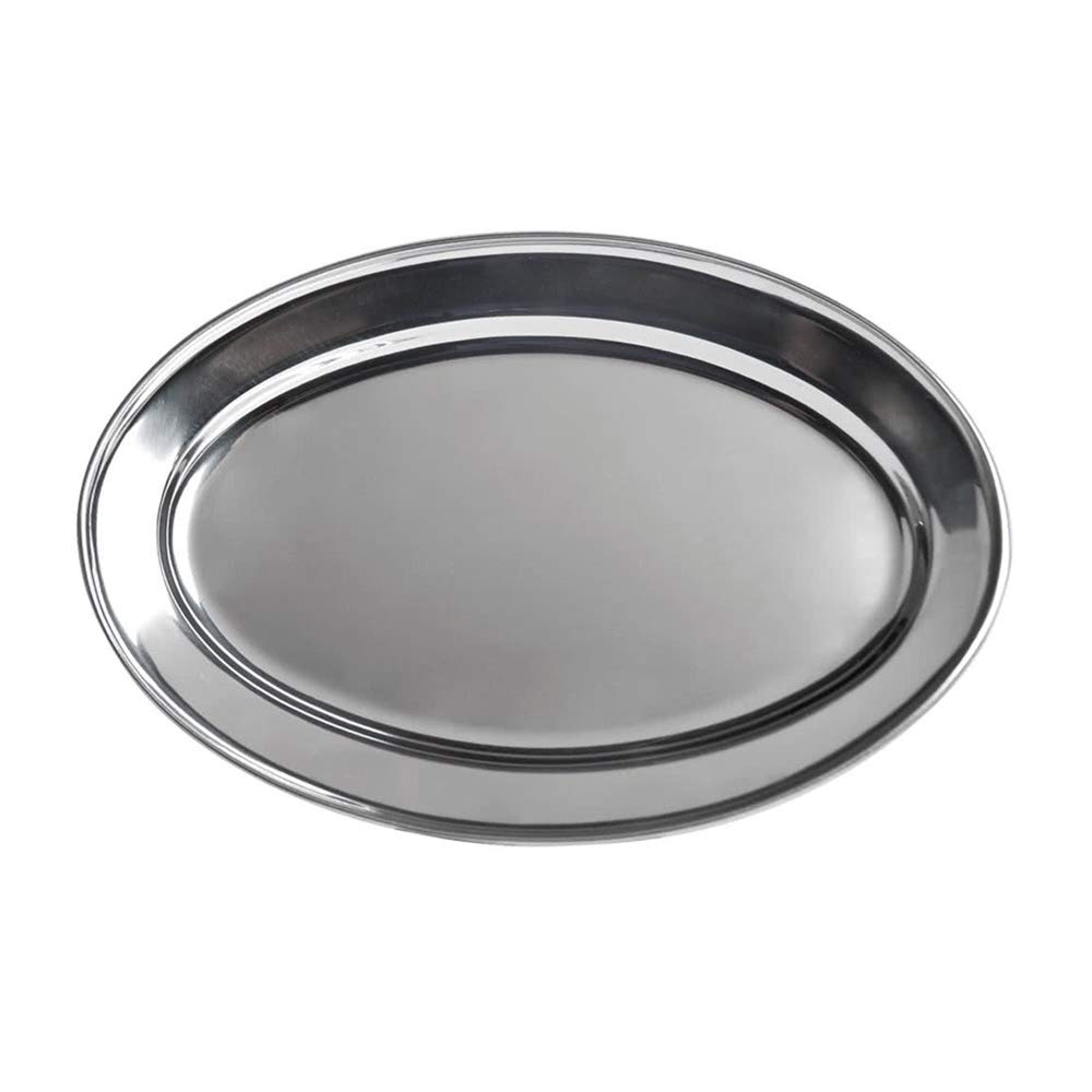 Stainless Steel Oval Platter, 18 x 12-Inch Serving Platter by Tezzorio