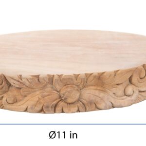 Balian Teak Wood Carved Round Tapas, Meat and Cheese Board or Charger, Natural