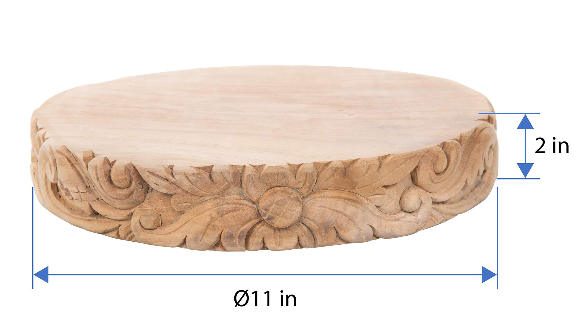 Balian Teak Wood Carved Round Tapas, Meat and Cheese Board or Charger, Natural