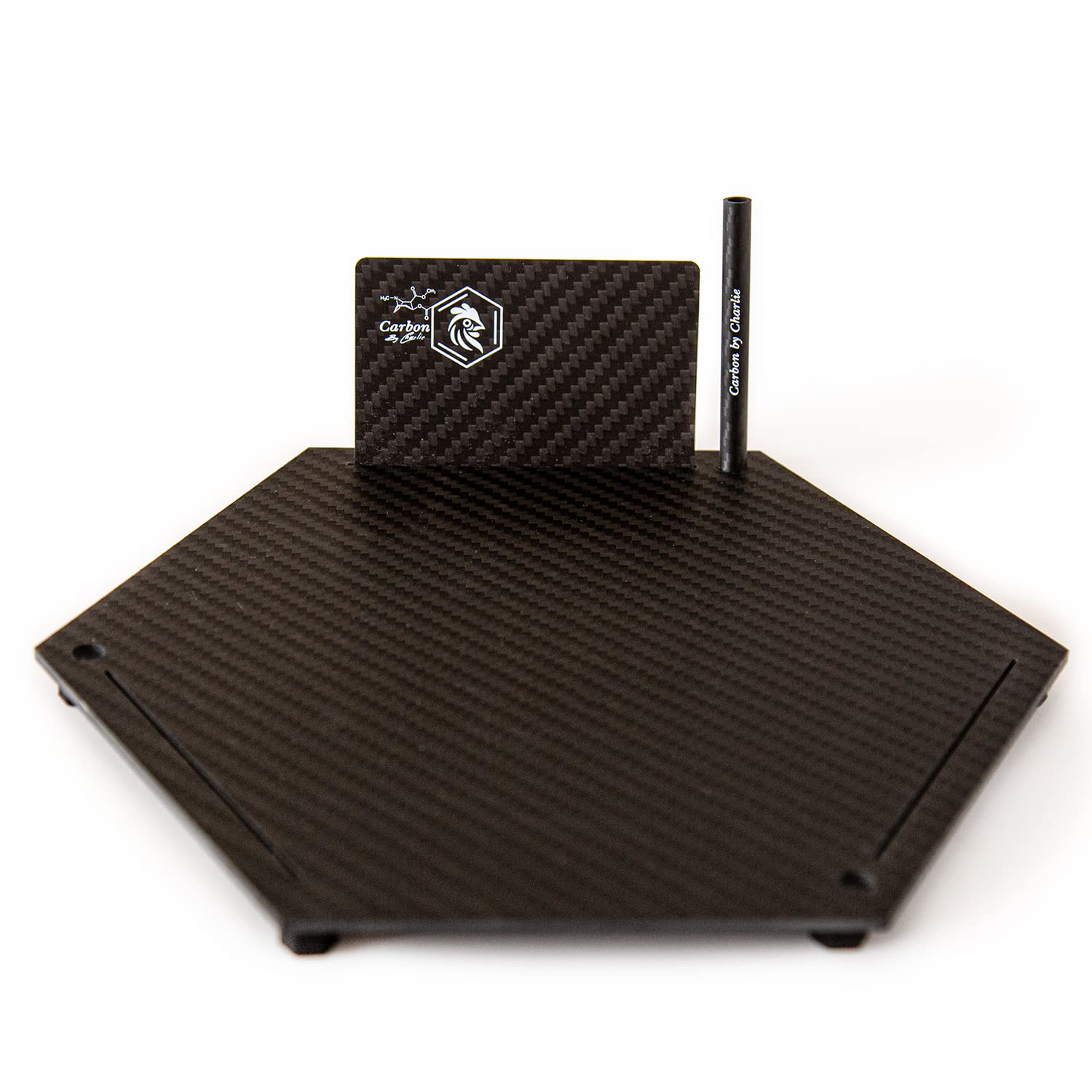 Heated Party XL Carbon fiber Cutting Plate + Carbon Card and Short Straw Gift USA Unisex (3 Cards & Straws Pink Print)