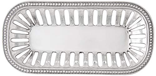 Wilton Armetale Flutes and Pearls Bread Serving Basket, 15-Inch-by-7.25-Inch Silver 15" x 7.25"