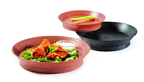 G.E.T. RB-880-BK-EC Round Serving Basket with Base and Drainage Slots, 10.5", Black (Set of 4)