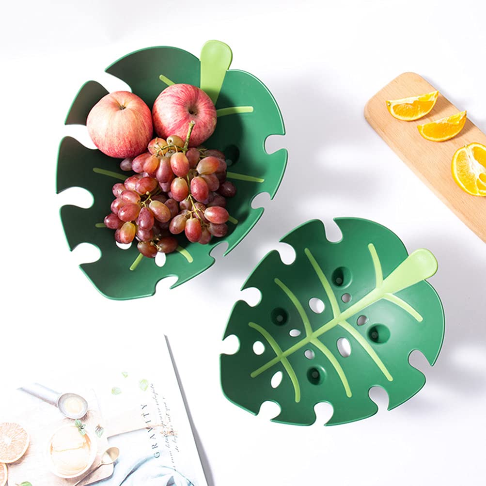 NUOBESTY Palm Leaves Plastic Snack Tray Summer Serving Platter Tropical Party Candy Fruit Plate Tea Coffee Food Dish for Jingle Beach Luau Hawaii Party Supplies Favors