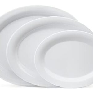 G.E.T. OP-120-DW Melamine Oval Serving Platter / Dinner Plate, 12" x 9", Diamond White (Set of 12)