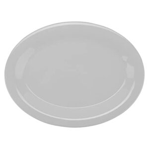 G.E.T. OP-120-DW Melamine Oval Serving Platter / Dinner Plate, 12" x 9", Diamond White (Set of 12)