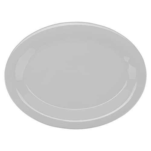 G.E.T. OP-120-DW Melamine Oval Serving Platter / Dinner Plate, 12" x 9", Diamond White (Set of 12)