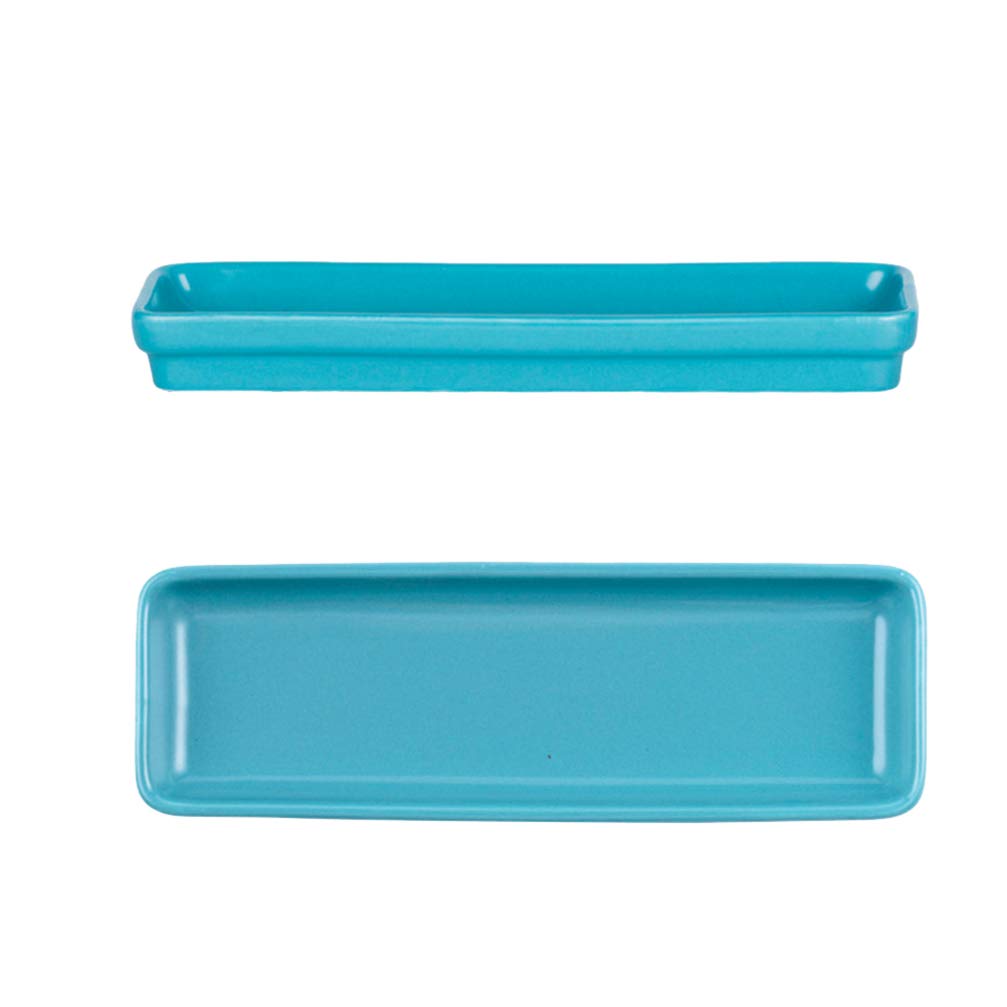 Amosfun Porcelain Platters Rectangular Serving Trays Porcelain Platter Snack Sushi Food Holder Storage Tray Dish for Parties (Blue)