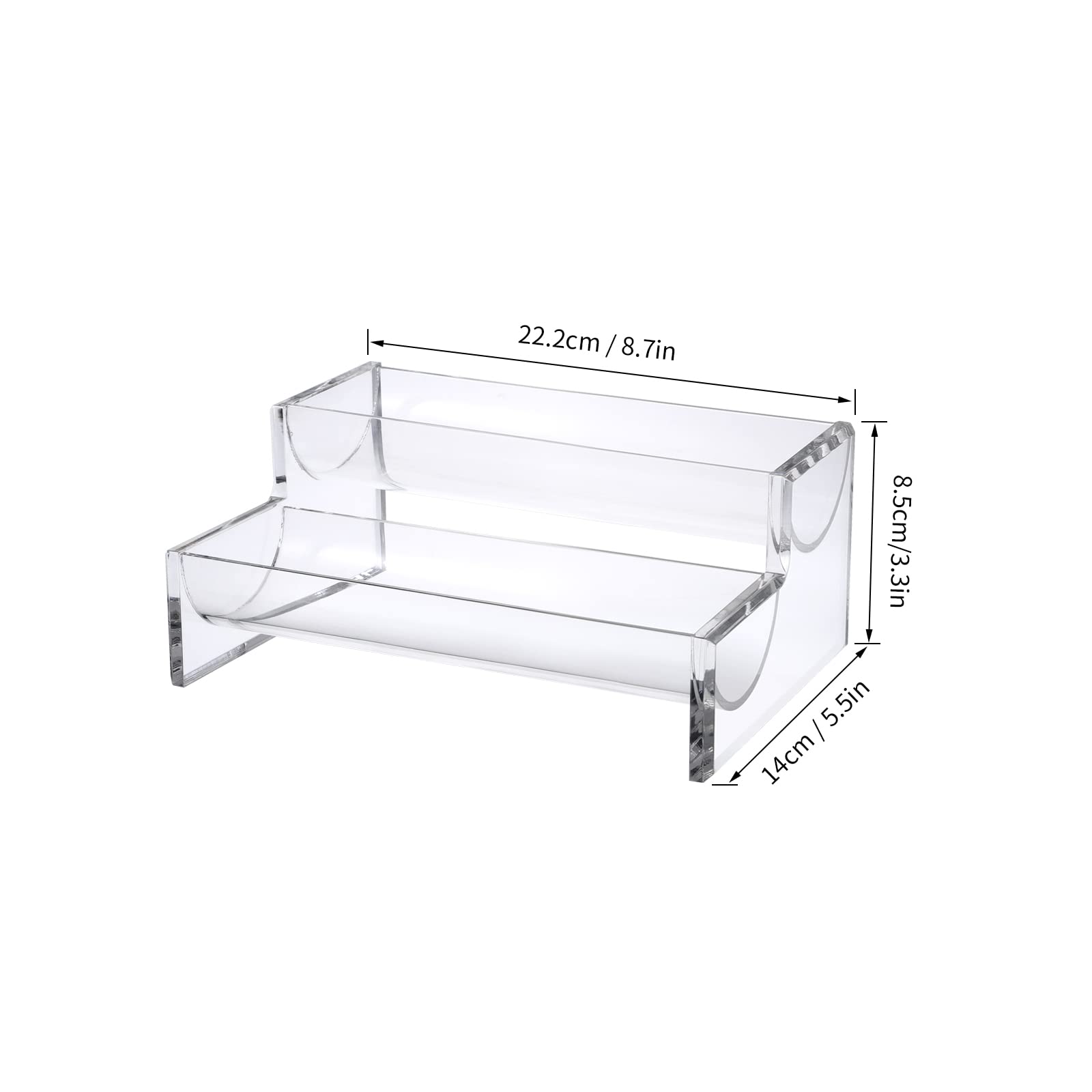 KVMORZE 8.7" Clear Cracker Serving Tray, Transparent Macaron Display Tray, Rectangular Cracker Holder for Serving Trays, Food Display Cracker Serving Tray Stand for Home (U Shape 2-Tier Acrylic)