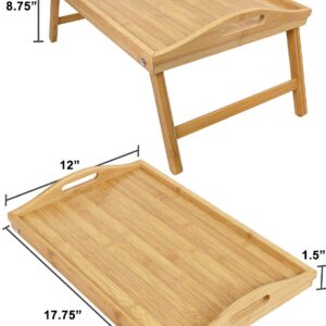 Greenco Foldable Bamboo Breakfast Table Serving Tray, Labtop Desk, Bed Table