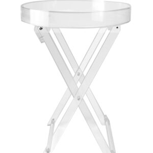 Designstyles Acrylic Folding Tray Table – Modern Chic Accent Desk - Kitchen and Bar Serving Table - Elegant Clear Design (Round Tray Table)