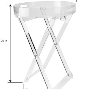 Designstyles Acrylic Folding Tray Table – Modern Chic Accent Desk - Kitchen and Bar Serving Table - Elegant Clear Design (Round Tray Table)