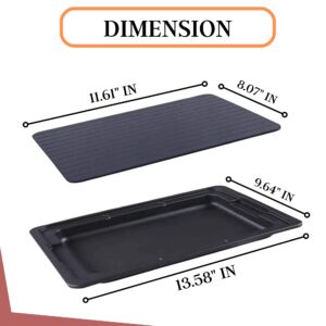 ROHGAN | Extra Thick Defrosting Tray, Thawing Plate for Frozen Meat-Chicken-Fish-Vegetables, Incl Food Tong and Meat Tenderizer, Drip Tray, Rapid Fast Food in Minutes, Large Size, Premium Quality