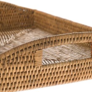 KOUBOO 1020042 La Jolla Rattan Rectangular Serving Tray, 18" x 13.5" x 3.5", Honey Brown, Large