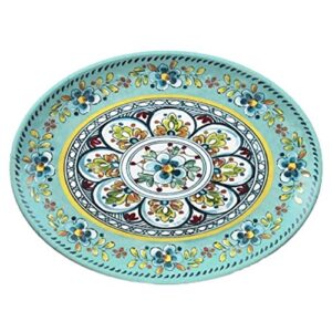 le cadeaux madrid 16" platter, turquoise