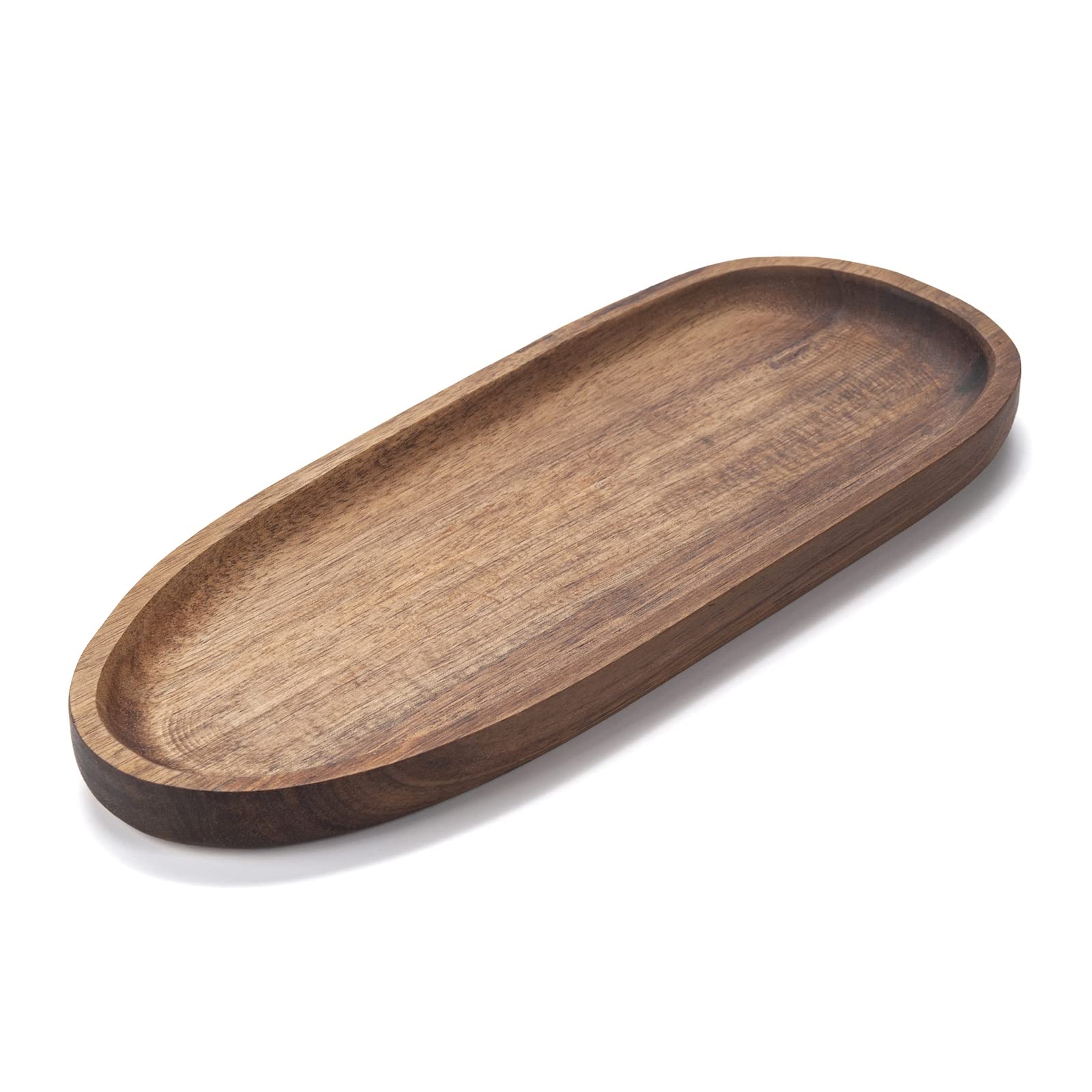 DECRAFTS Wooden Serving Platter Plates Acacia Wood Serving Tray for Snacks Bread Fruit Salad Cheese Board (11.8x4.7x0.8 inch)