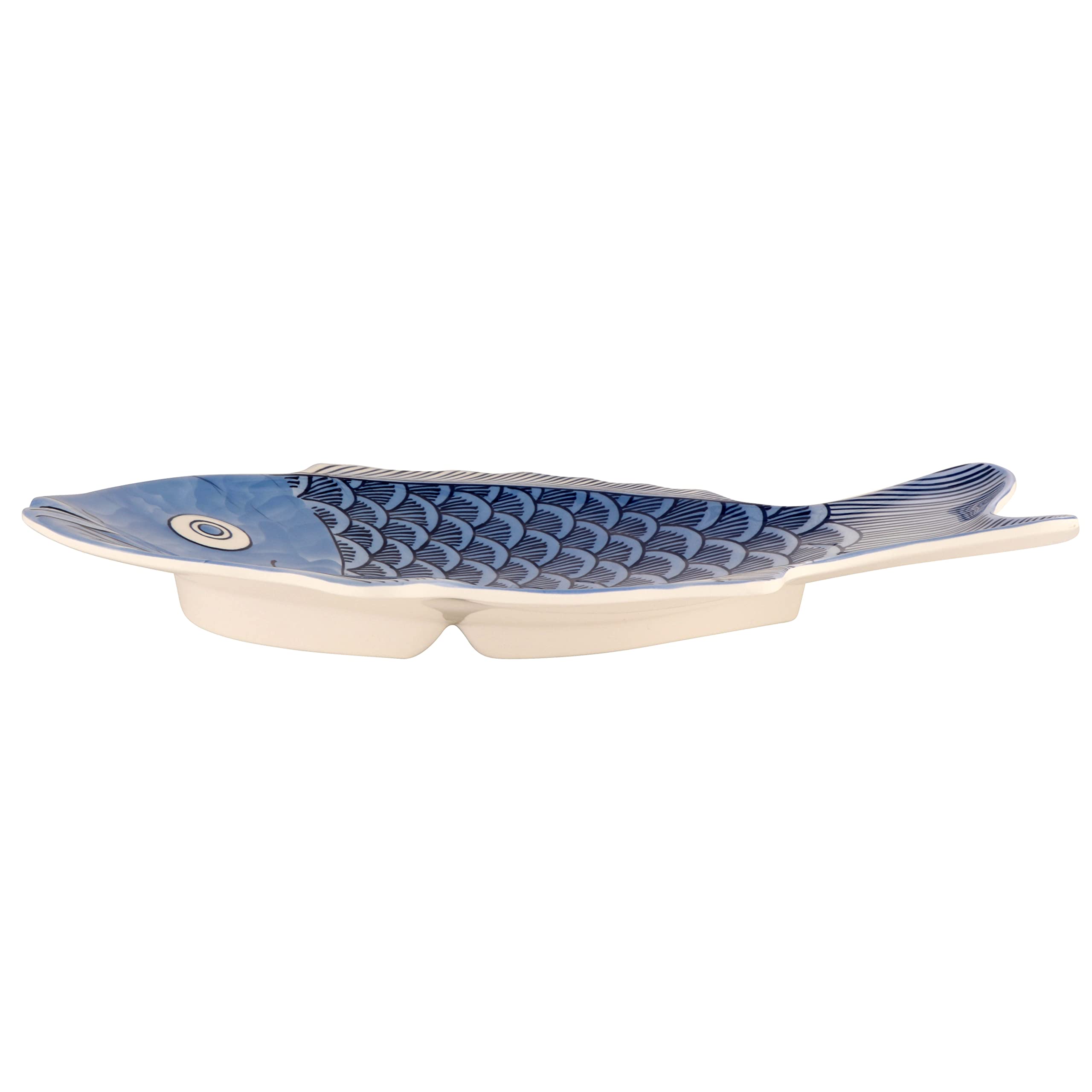 G.E.T. 370-14-BL-EC Melamine Fish Serving Platter, 14" x 10", Blue (Set of 4)