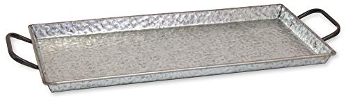 Boston International Rectangular Serving Tray with Handles, 18.75 x 9-Inches, Hammered Metal