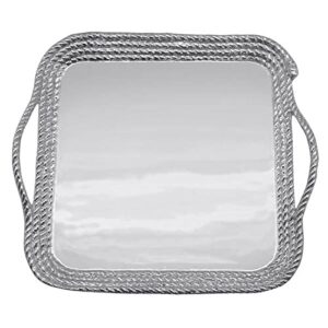 mariposa large rope platter, silver