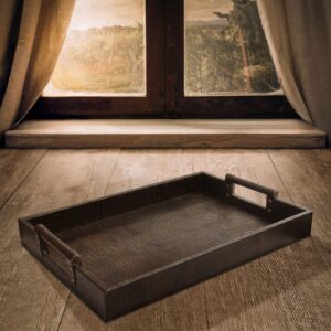 American Atelier Leather Rectangle Serving Tray, Brown