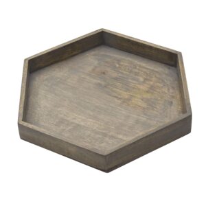 Gourmet Basics by Mikasa Hexagon 4-Piece Mango Wood Serving Tray, Gray