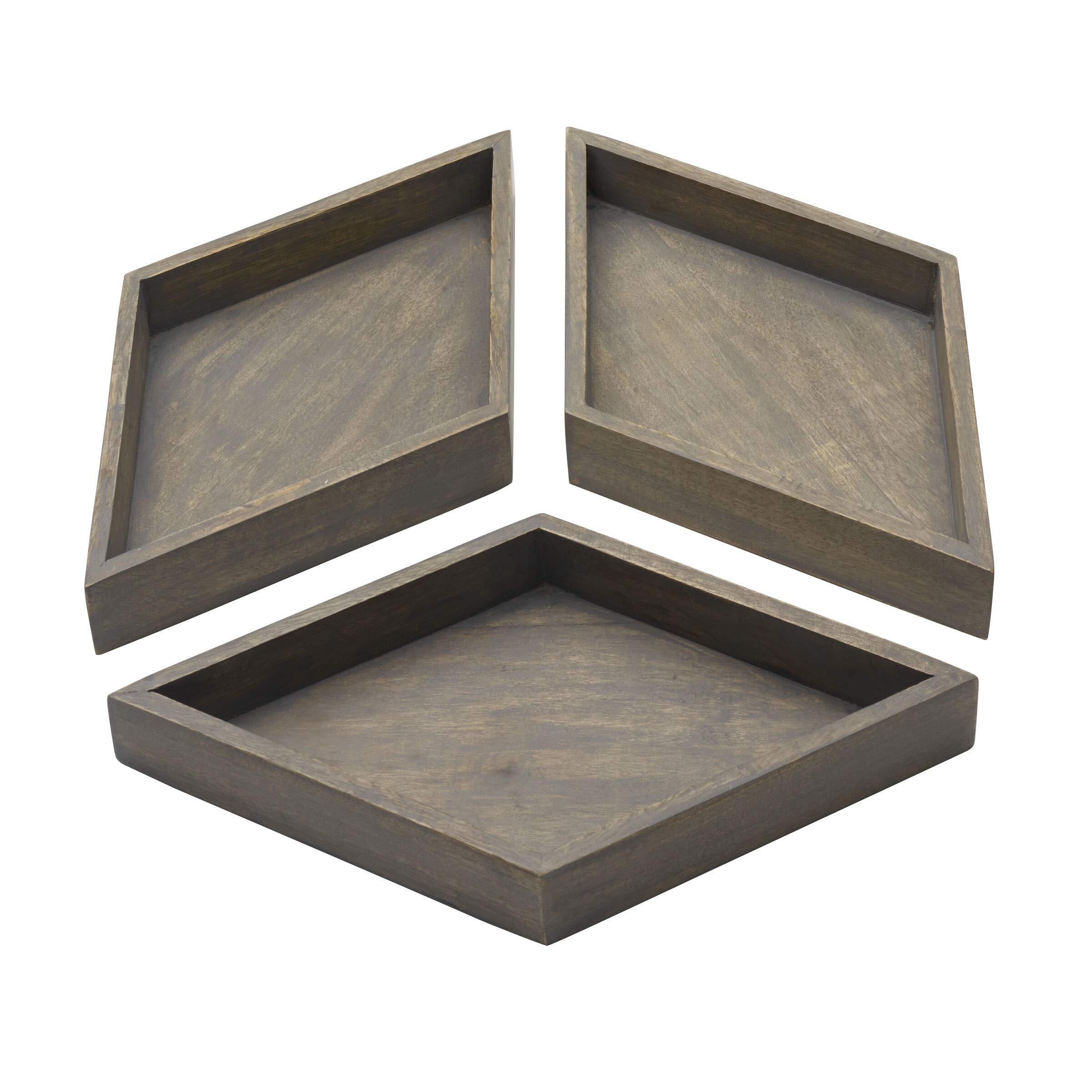 Gourmet Basics by Mikasa Hexagon 4-Piece Mango Wood Serving Tray, Gray