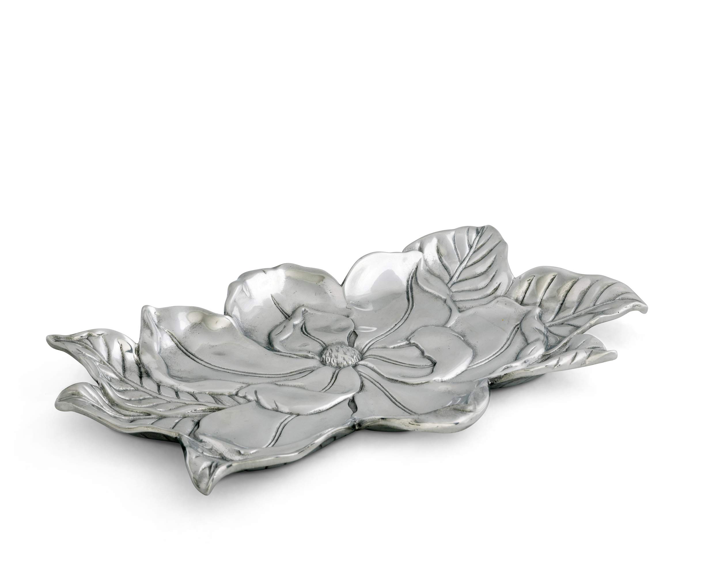 Arthur Court Designs Aluminum Magnolia Flower Tray 8 inch X 13.5 inch