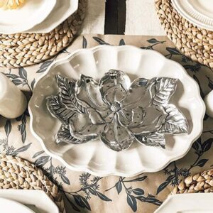 Arthur Court Designs Aluminum Magnolia Flower Tray 8 inch X 13.5 inch