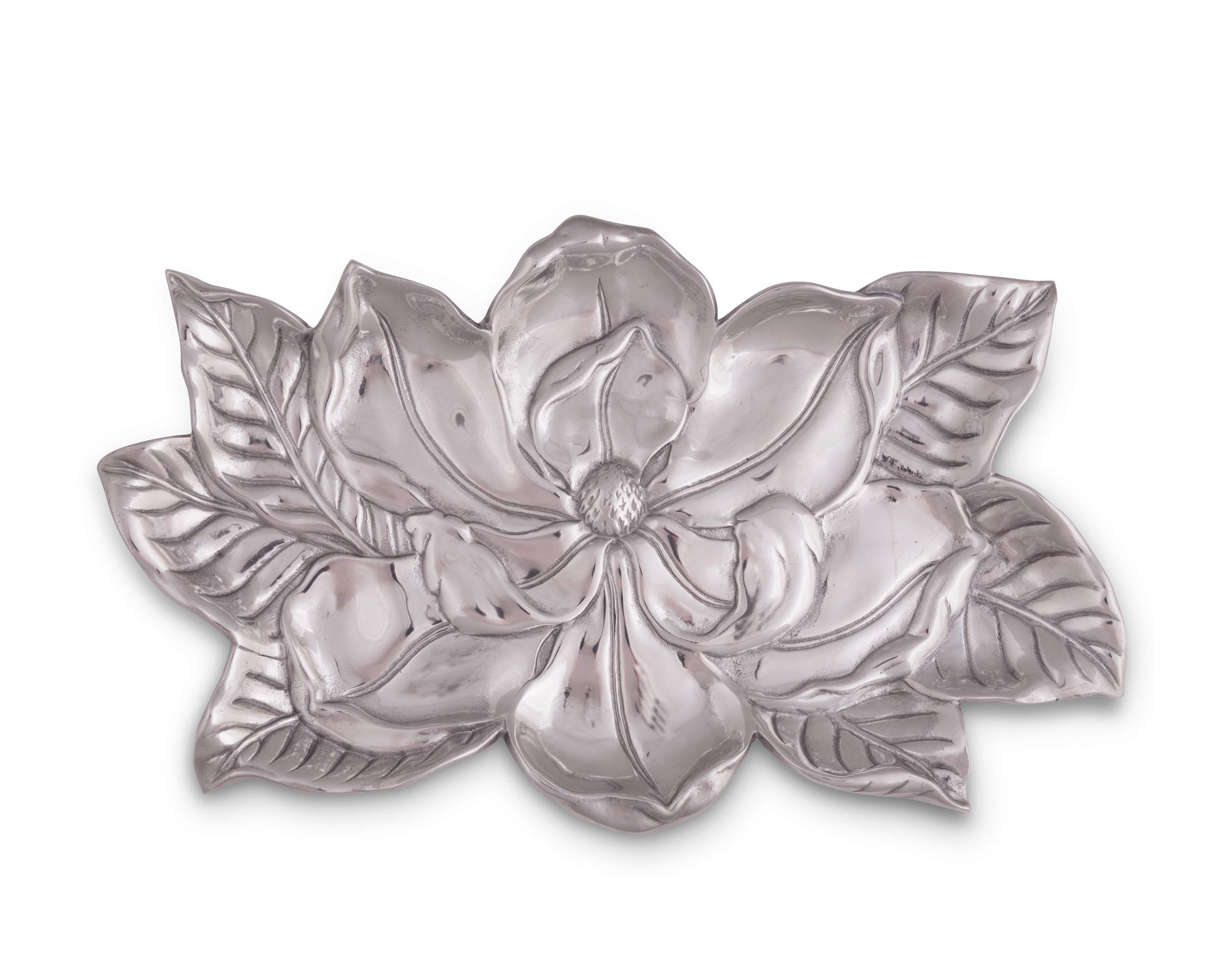 Arthur Court Designs Aluminum Magnolia Flower Tray 8 inch X 13.5 inch