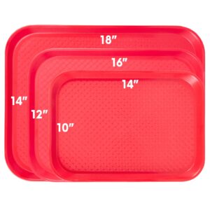 12 Pack Fast Food Cafeteria Tray | Twelve 10 x 14 Rectangular Textured Plastic Food Serving TV Tray Multipack | School Lunch, Diner, & Commercial Kitchen Restaurant Equipment (Blue)